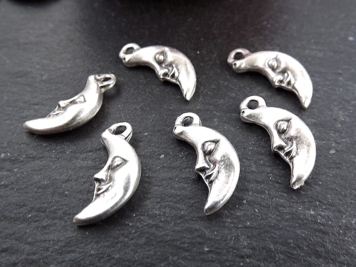 Moon Charm Smiling Moon Charms Silver Moon Charms Crescent - Etsy