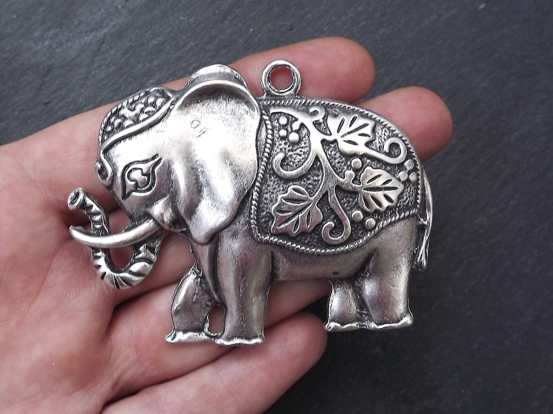 Silver Elephant Pendant African Elephant Large Elephant | Etsy