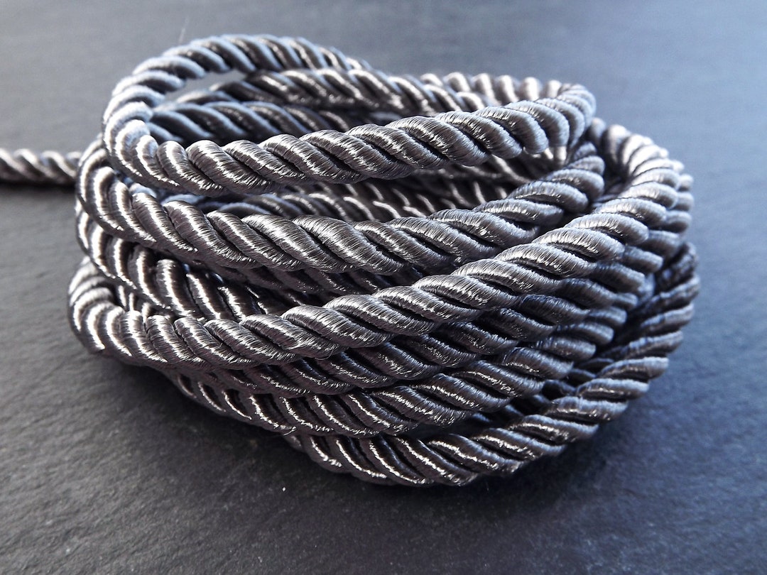 5mm Gray Rope, Gray Cord, Twisted Cord, Rayon, Satin, Rope, Silk Braid ...