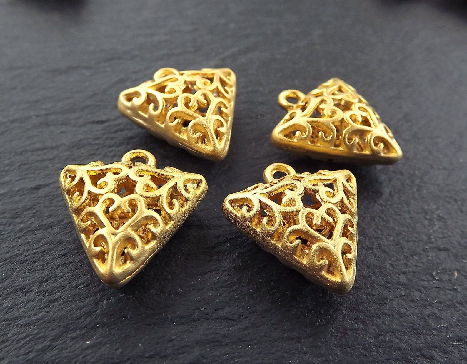 Filigree Triangle Charms, Pillow Charms, Puff Charms, Hollow Triangle ...
