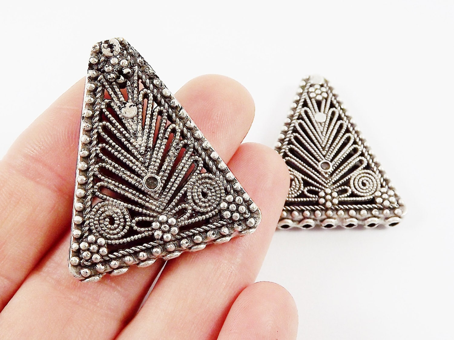 2 Large Multi Strand Flat Triangle Filigree Cone Connector | Etsy