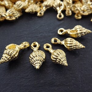 Conch Shell Charms Gold Shell Charms Mini Conch Shell Shell - Etsy