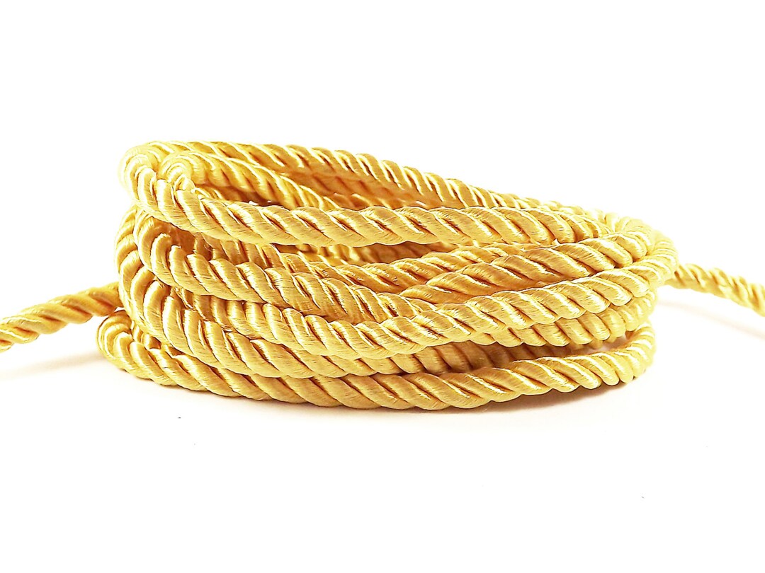 3.5mm Lemon Yellow Twisted Rayon Satin Rope Silk Braid Cord - 3 Ply ...