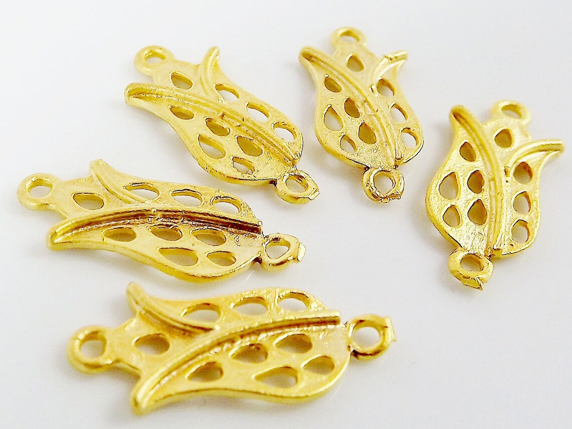 5 Tulip Connectors 22k Matte Gold Plated GCM114 | Etsy