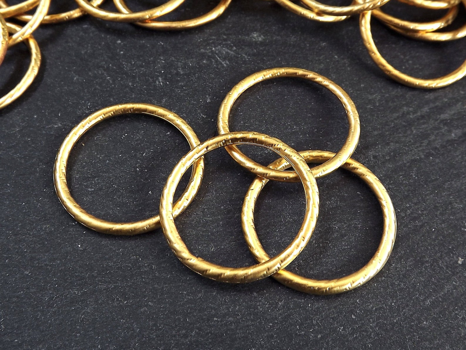 Round Link Connector Textured Ring Link Circle Link Gold - Etsy