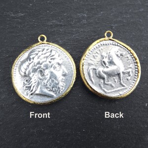 Greek Coin Pendant Gold Frame Bezel, Zeus Coin, Philip II Coin ...