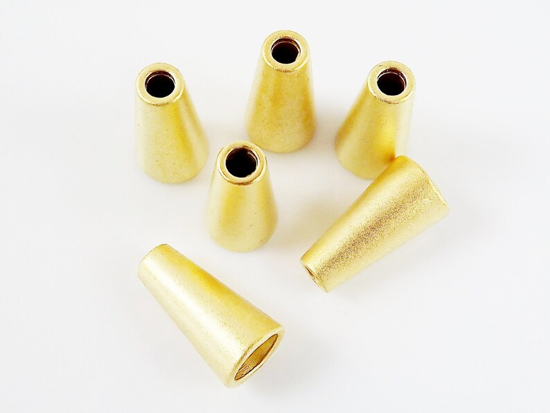 6 Plain Simple Cone Bead End Caps 22k Matte Gold Plated - Etsy