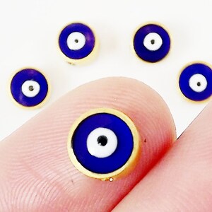 5 Medium Navy Blue Lucky Evil Eye Matte Gold Plated Bead Spacers - Etsy