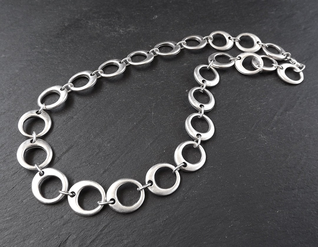 Silver Necklace Chain With Clasp, Chunky Statement Chain, Empty Chain ...