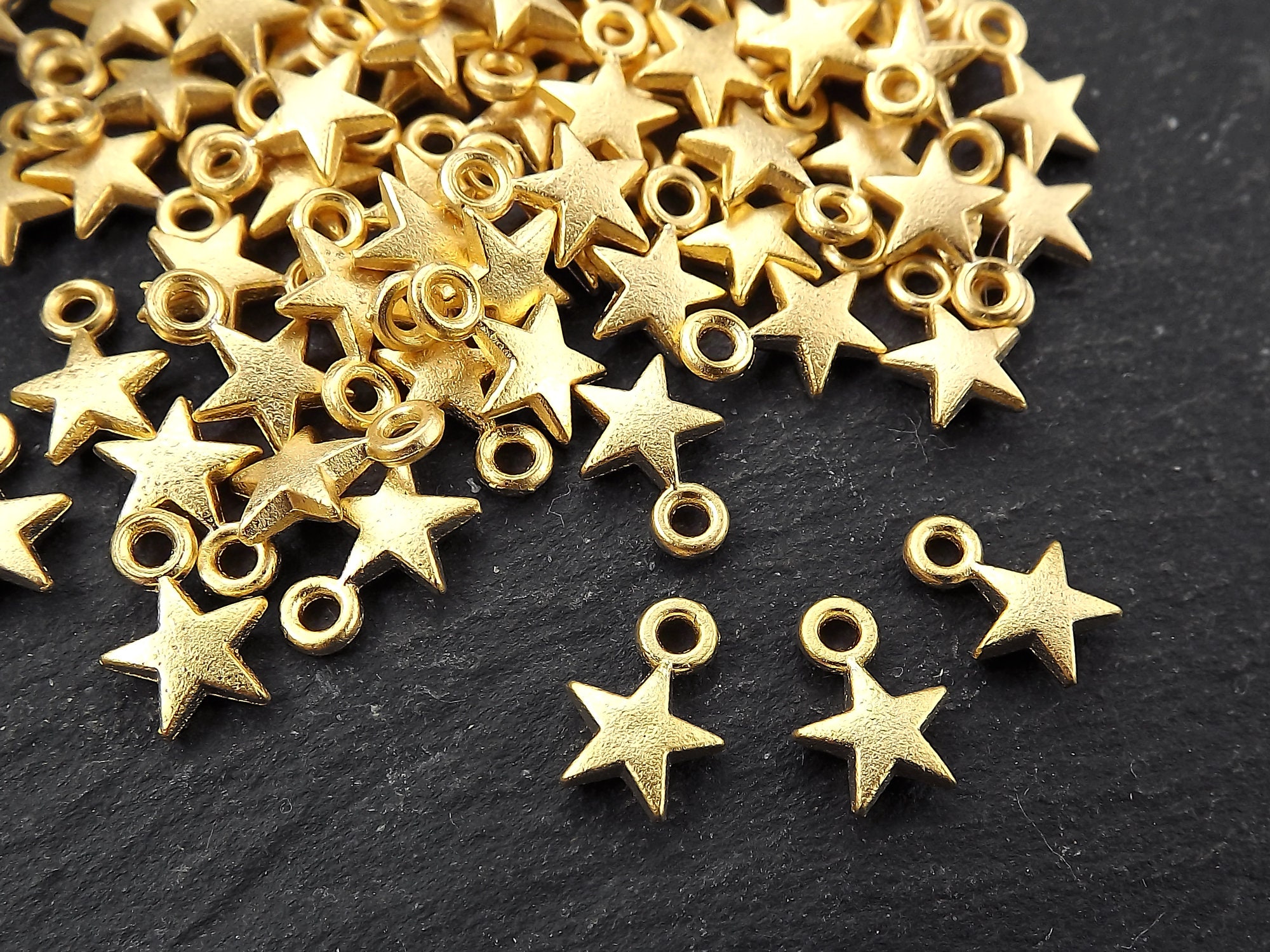 20 Mini Puff Star Charms, Gold Star Charm, Tiny Charms, Drop Charm ...