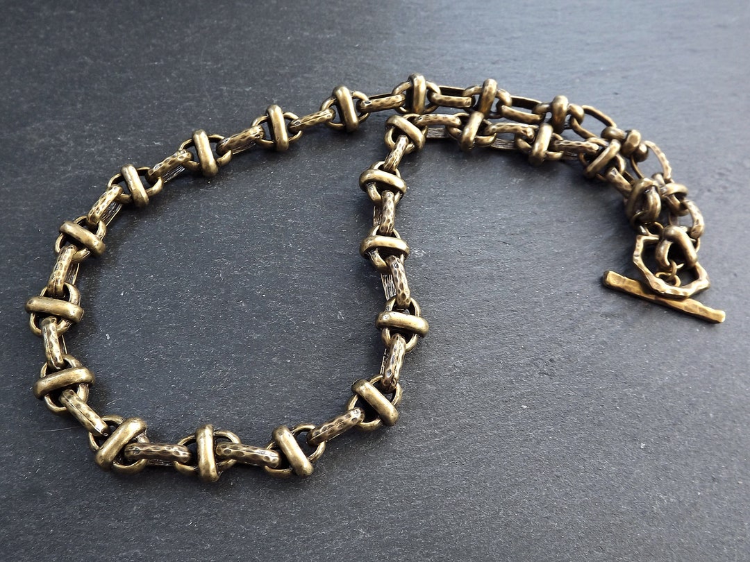 20" Chunky Bronze Necklace Chain With Clasp, Thick Trend Statement ...