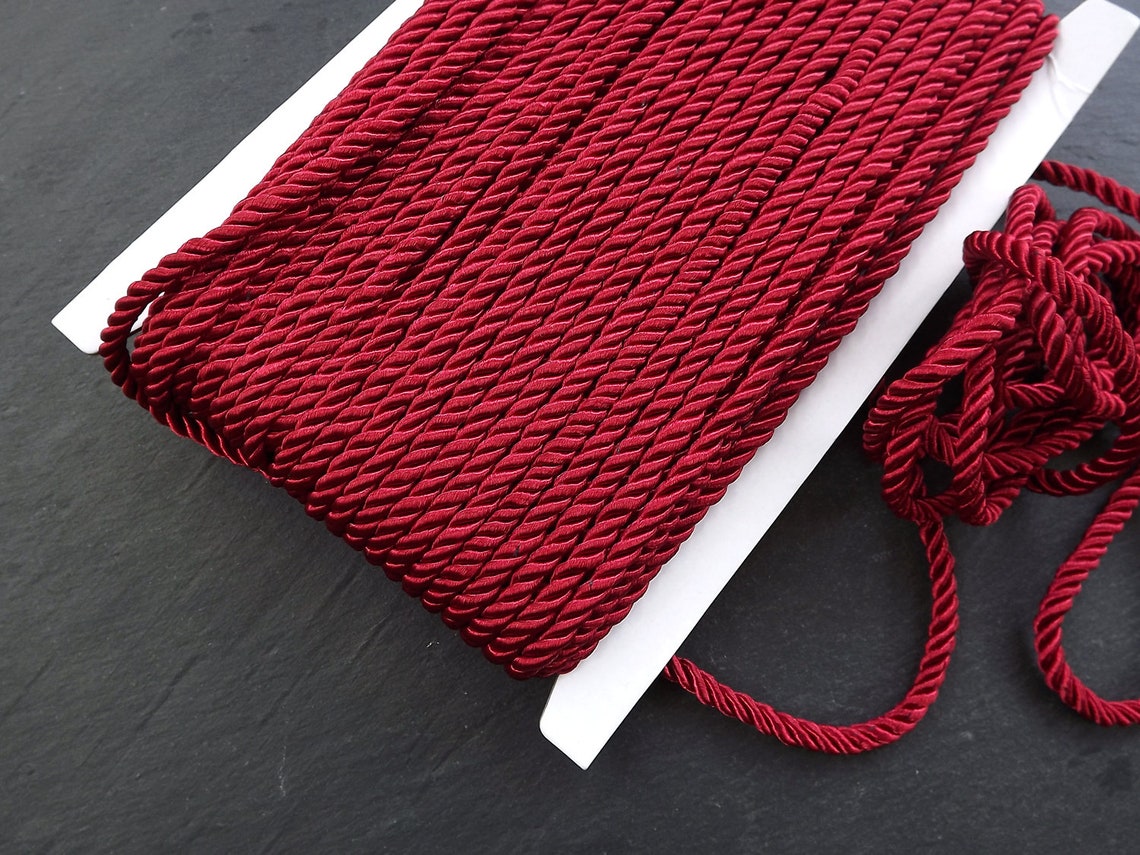5mm Burgundy Rope, Garnet Red, Cord, Twisted Cord, Rayon, Satin, Rope ...
