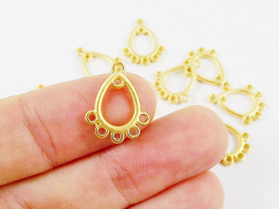 10 Mini Chandelier Drop Charm Pendant 5 Loops Rings 22k Matte Gold ...