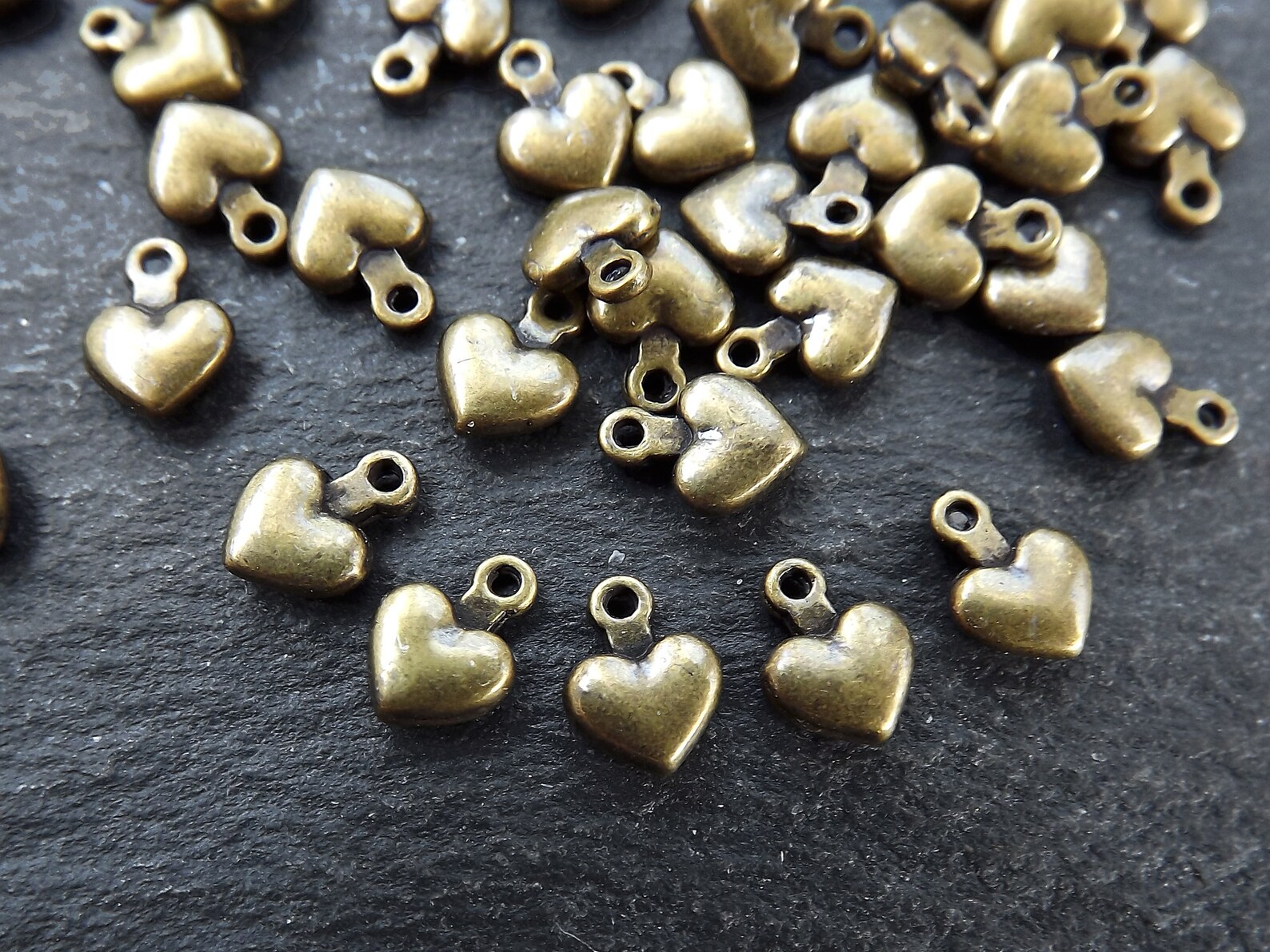 Tiny Heart Charms Bronze Puff Heart Charm Mini Heart Charms - Etsy