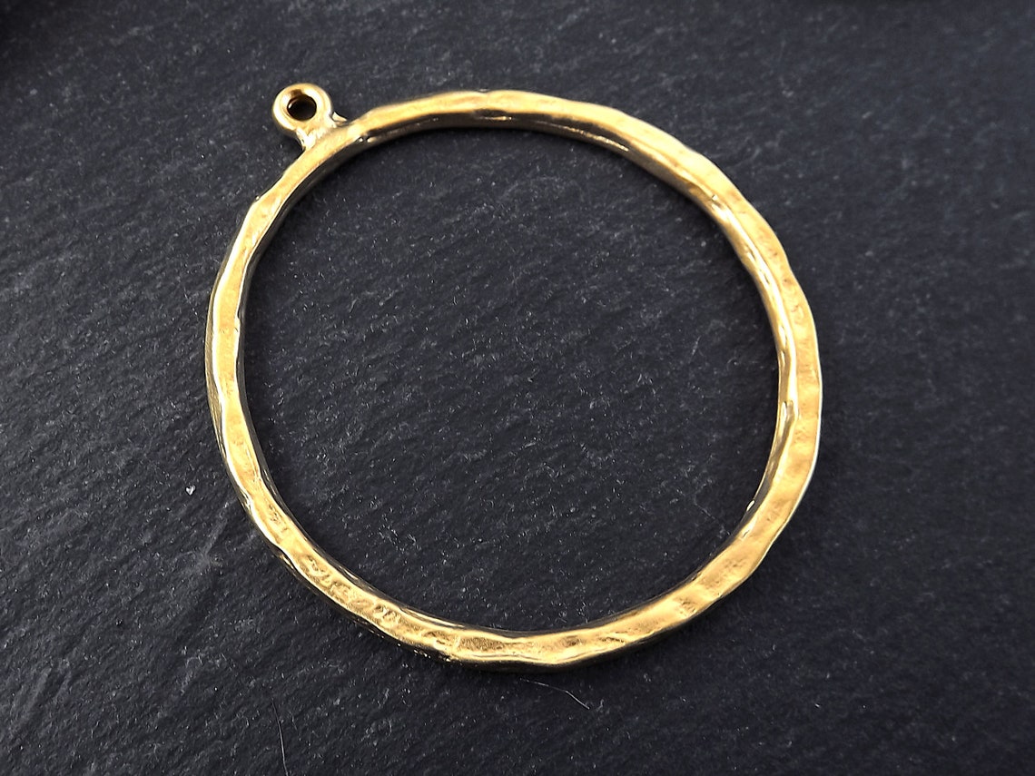 Gold Organic Loop Pendant Large Gold Earring Hoop Gold - Etsy