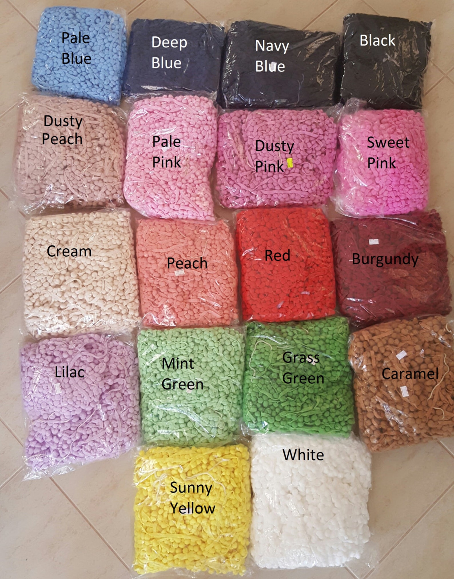 Pale Pink Pom Pom Fringe String Braid Cord 1 Meter 1.09 - Etsy
