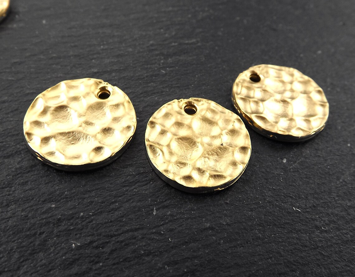 Gold Hammered Round Disc Charm Pendants Hammered Charms Gold - Etsy