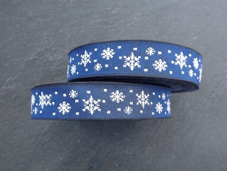 16mm Navy Snowflake Ribbon Christmas Ribbon Blue Snow - Etsy
