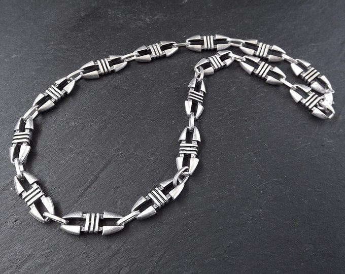 Silver Necklace Chain With Clasp, Chunky Statement Chain, Empty Chain ...
