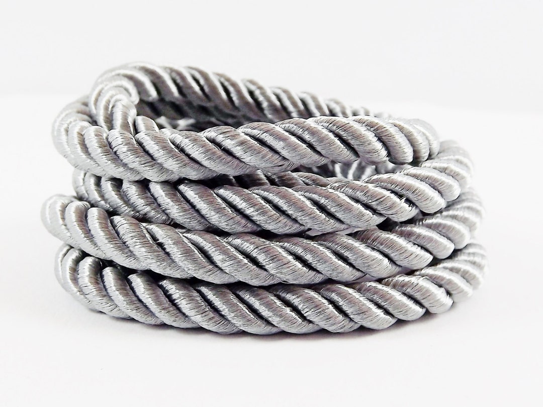 Light Gray 5mm Twisted Rayon Satin Rope Silk Braid Cord - 3 Ply Twist ...