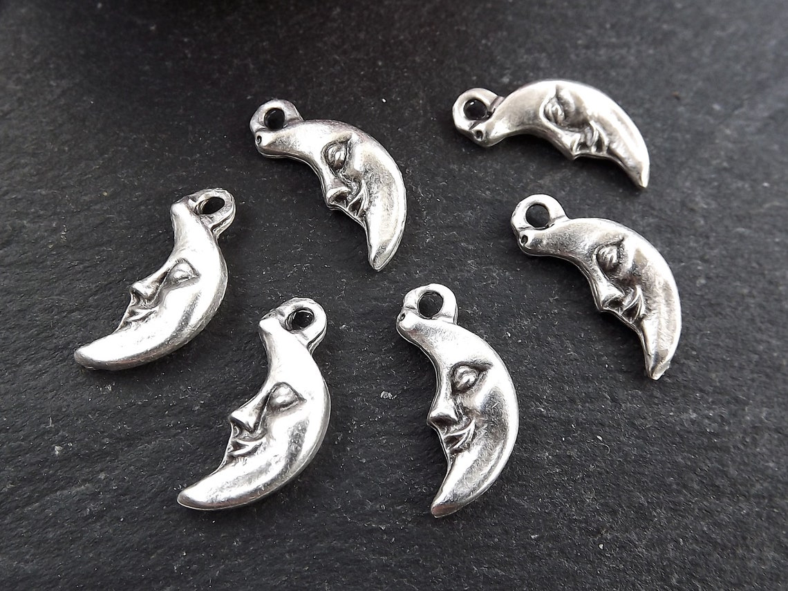 Moon Charm Smiling Moon Charms Silver Moon Charms Crescent - Etsy