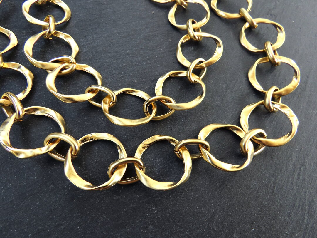 27mm Large Chunky Organic Link Statement Chain, Wide Gold Chain, Wavy ...