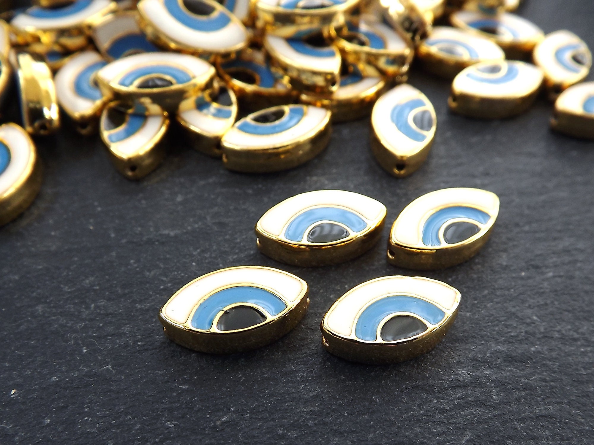 Evil Eye Beads Blue Evil Eye Enamel Evil Eye Bead Bead | Etsy