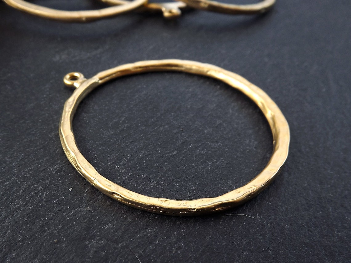 Gold Organic Loop Pendant Large Gold Earring Hoop Gold | Etsy