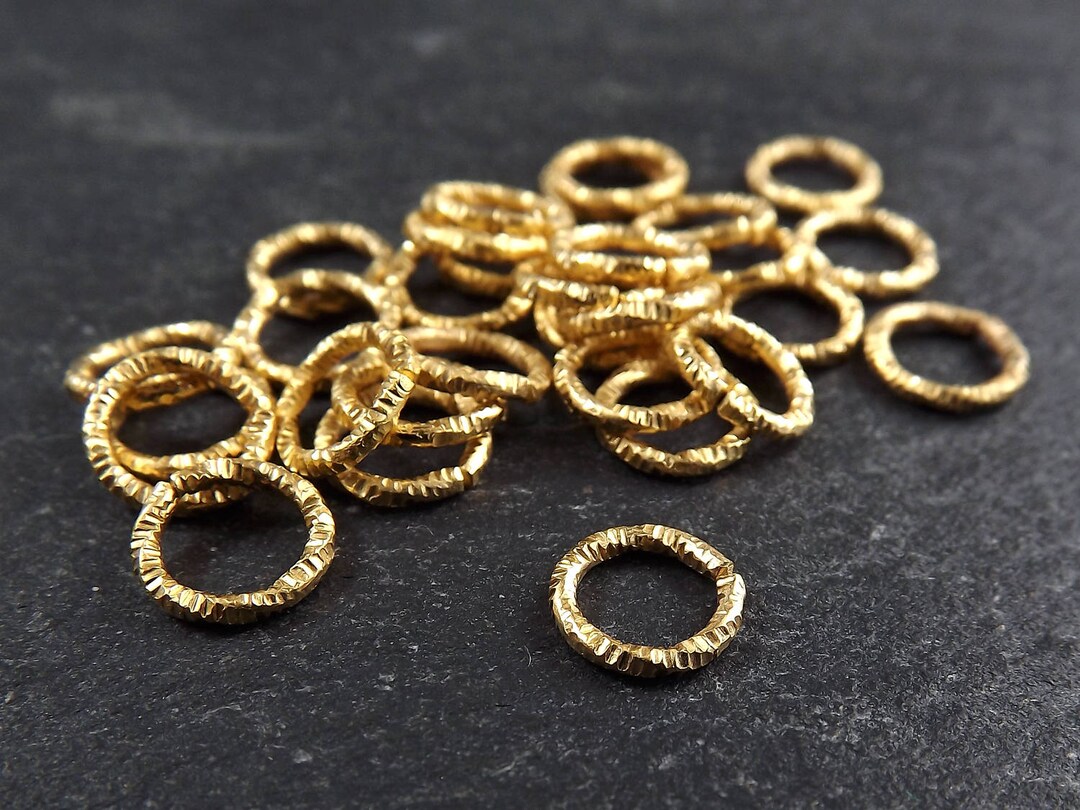 8mm Jump Rings, Twisted Etched Jump Rings, Open Jump Rings, Gold Jump ...
