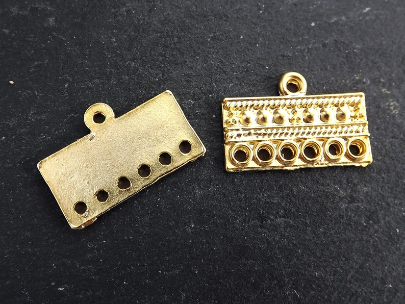 2 Gold Multi Strand Necklace Connector Dotted Rectangle 6 - Etsy