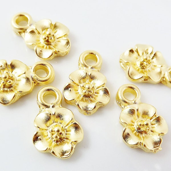 Gold Flower Charm - Etsy