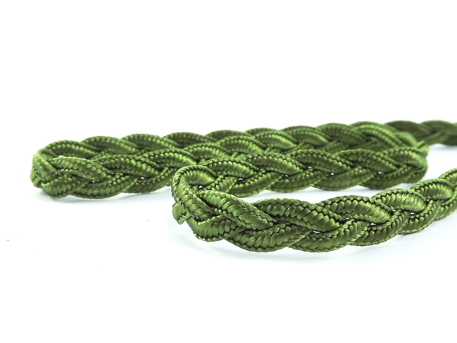 Army Green Braided Plait Cord Satin Silk Cord Trim - 3 Ply - 1 Meters ...