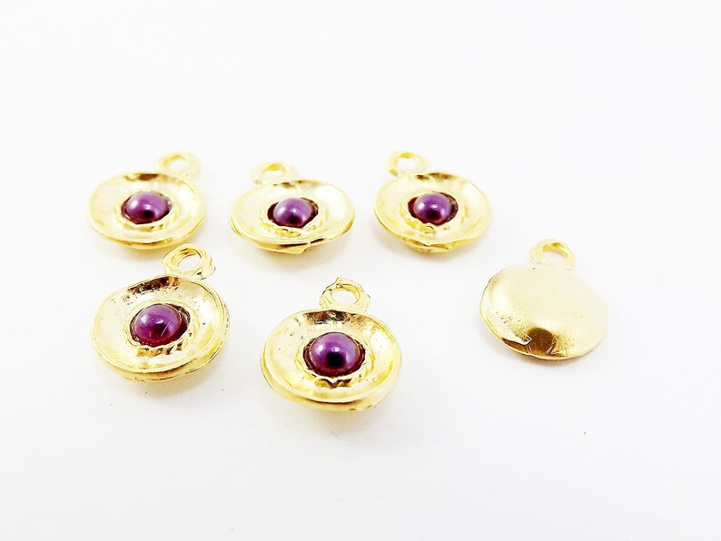 NEW 6 Small Purple Bead Inverted Dome Shaped Charms 22k - Etsy