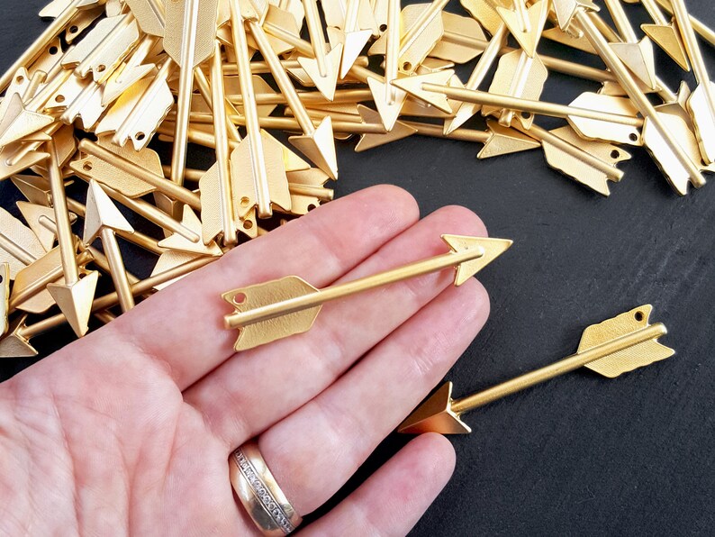 Gold Arrow Pendant, Arrow Charm, Long Arrow, Archery Charm, Arrowhead ...