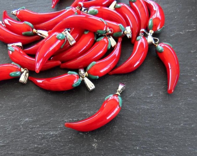 Red Chili Pepper Cornicello Italian Horn Charm Pendant, Lucky ...
