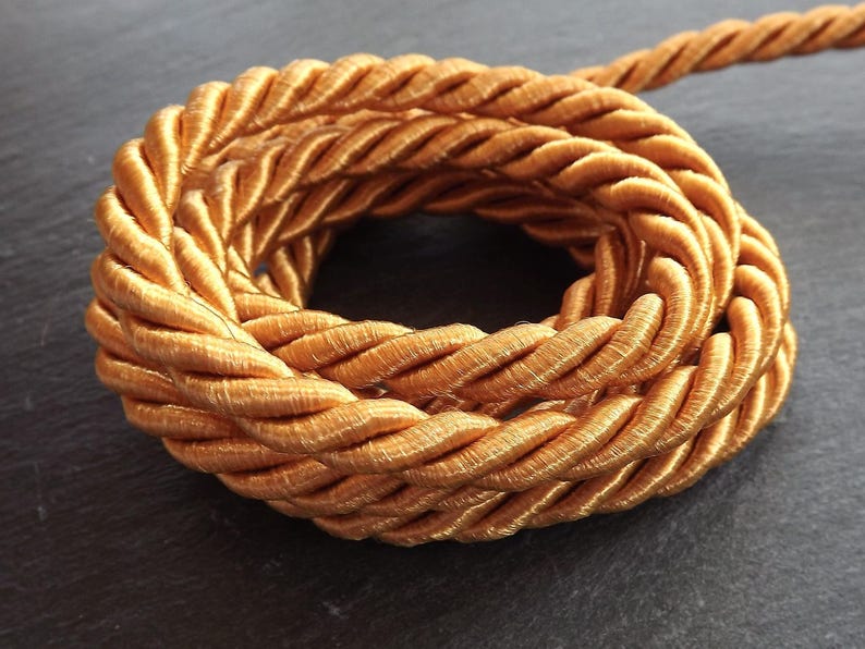Honey Mustard Yellow 7mm Twisted Rayon Satin Rope Silk Braid Cord - 3 ...