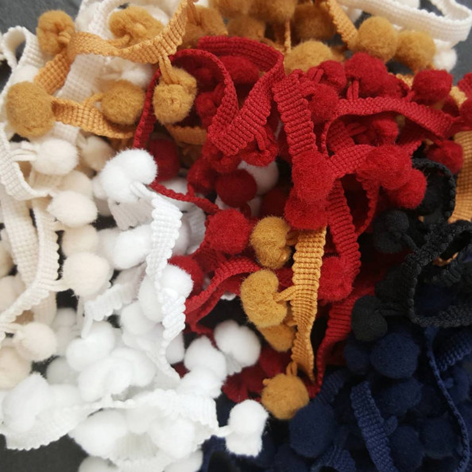 Black Pom Pom Fringe String Braid Cord 1 Meter 1.09 Yards | Etsy