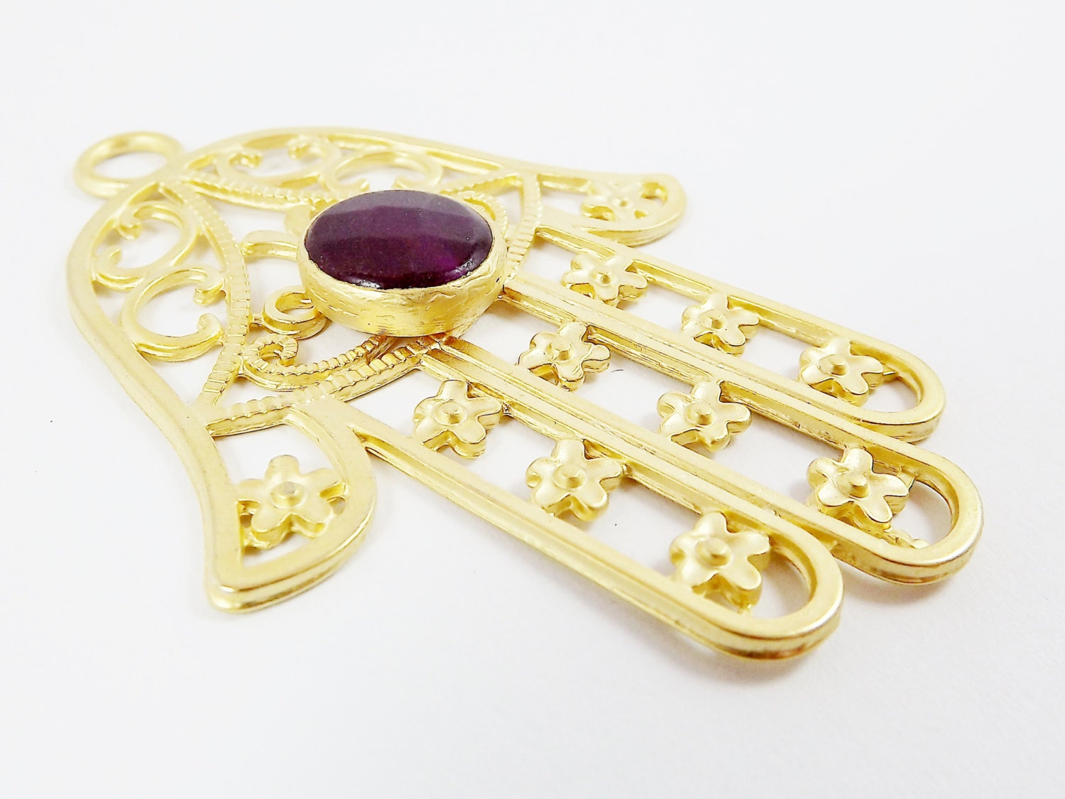 Extra Large Hamsa Hand of Fatima Pendant Deep Garnet Red Jade - 22k ...