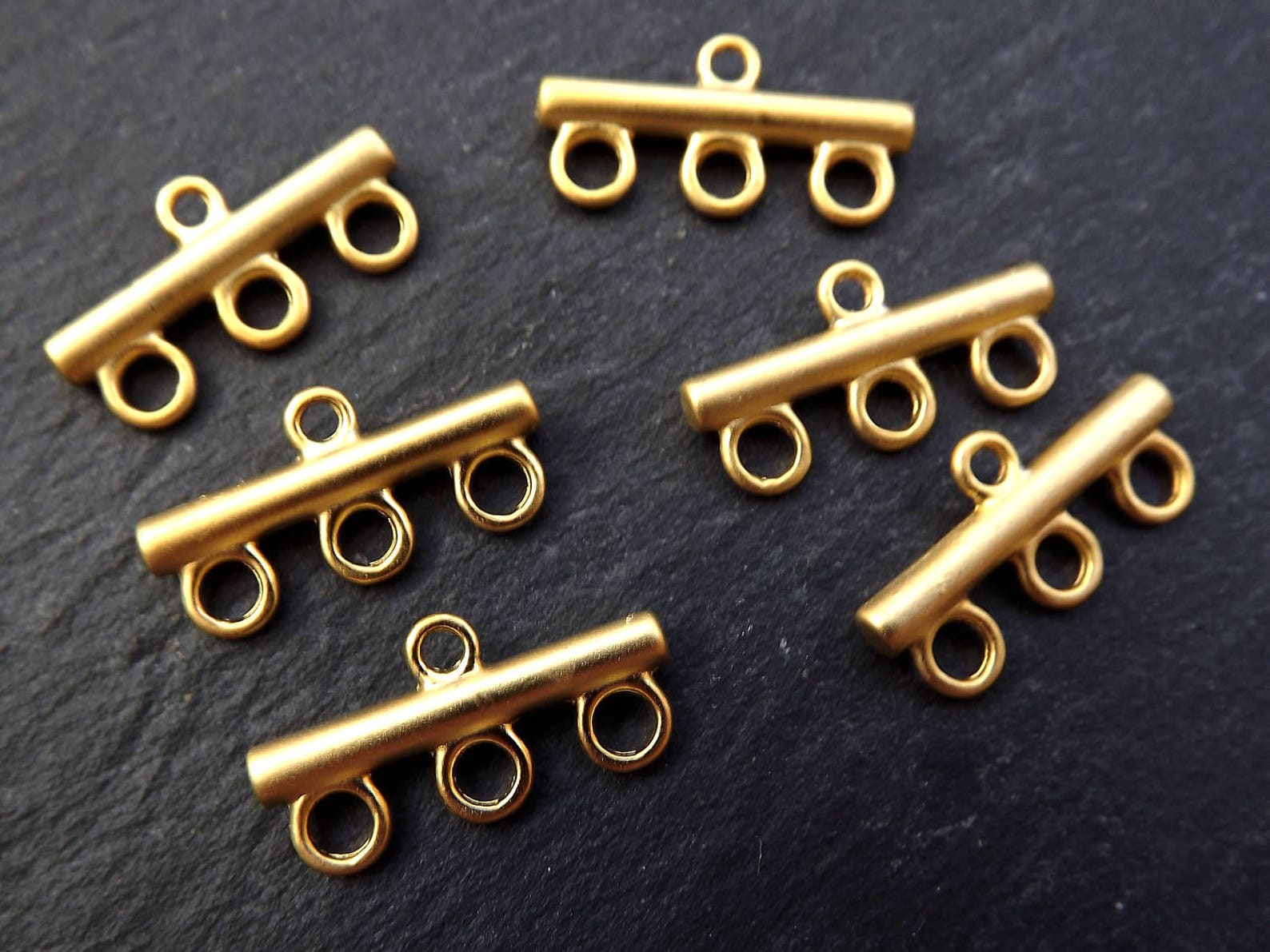 3 Hole Multi Strand Link Connector 22k Matte Gold Plated 6 | Etsy
