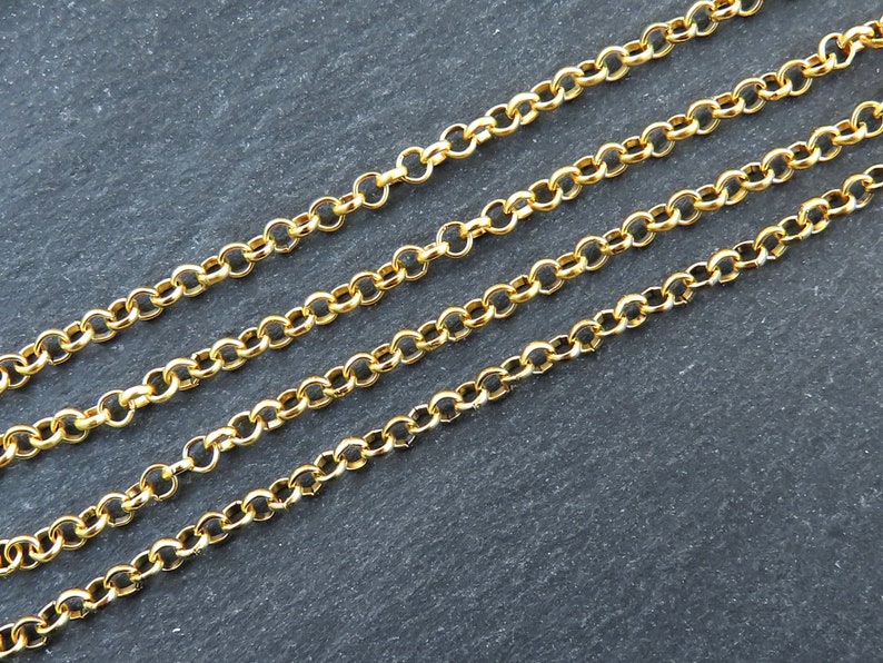 3mm Rolo Chain 22k Gold Plated 1 Meter or 3.3 Feet - Etsy