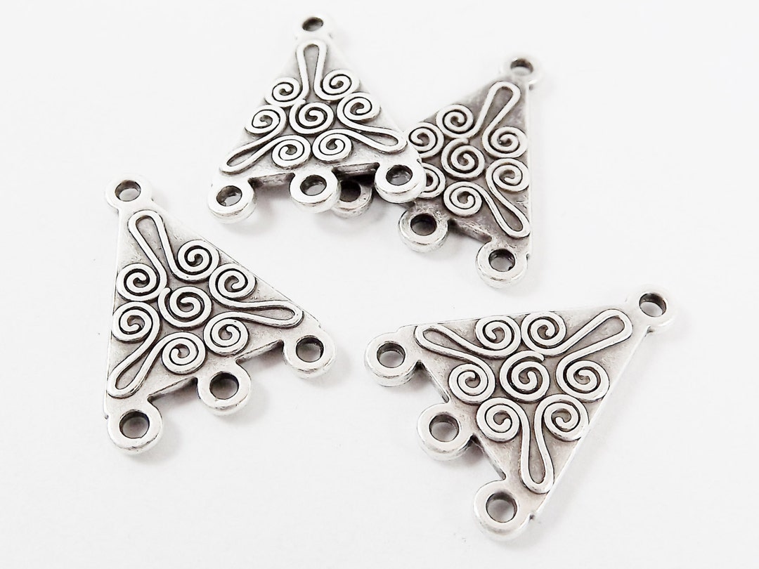 4 Triangle Multi Three Strand Link Connector - Matte Silver Plated - Etsy