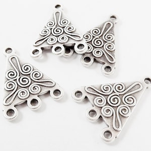 4 Triangle Multi Three Strand Link Connector - Matte Silver Plated - Etsy