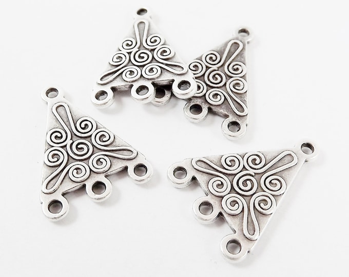 4 Triangle Multi Three Strand Link Connector Matte Silver - Etsy
