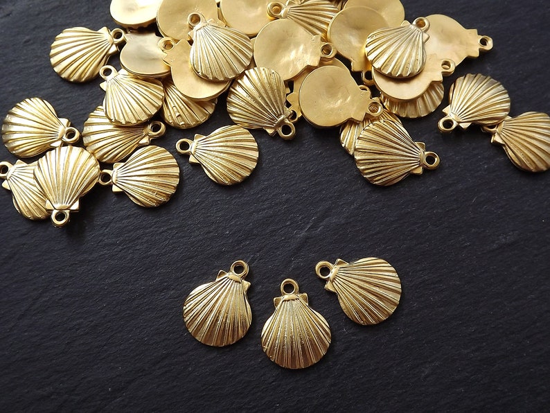 Gold Shell Charms Seashell Charms Clam Shell Scallop Shell | Etsy