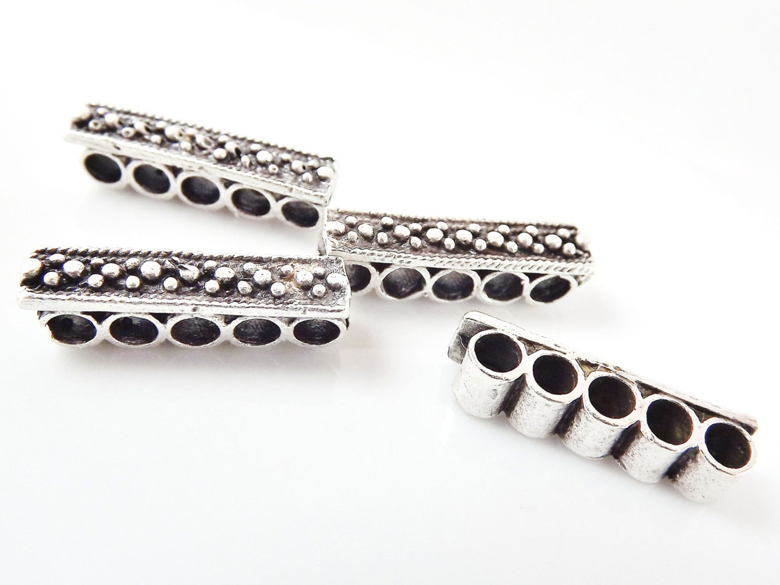 5 Strand Rectangle Bead Divider Spacer Matte Silver Plated - Etsy