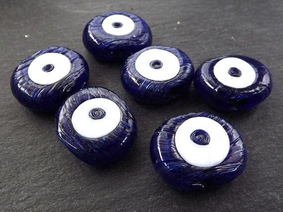 6 Navy Blue Evil Eye Nazar Glass Bead Traditional Turkish - Etsy