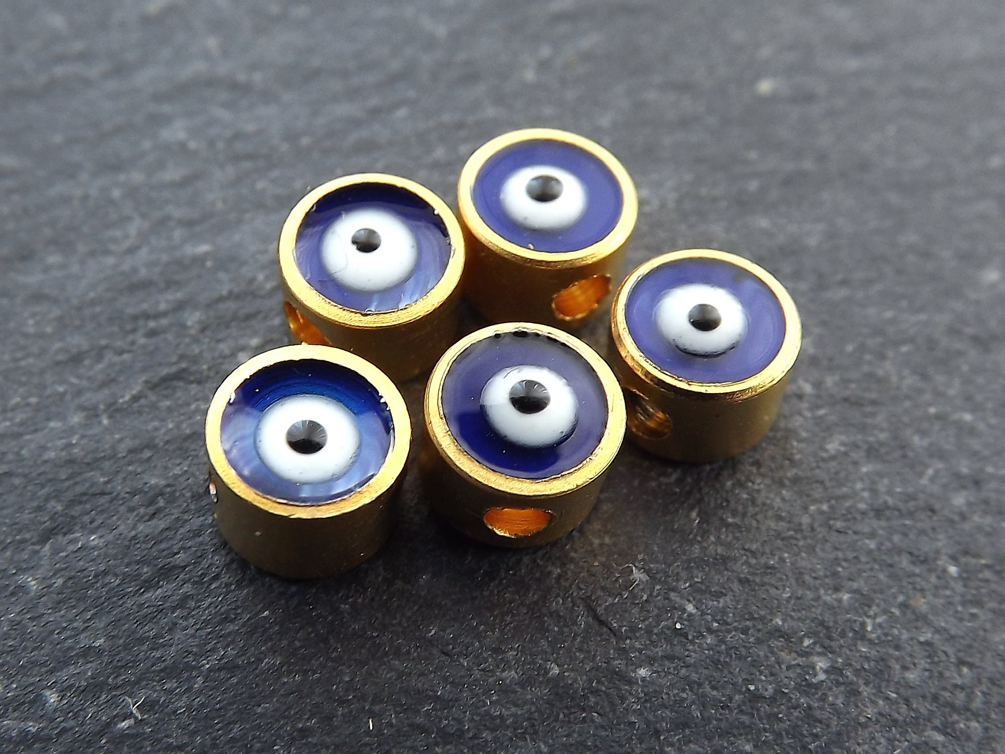 Evil Eye Beads, 6mm Blue Evil Eye, Enamel Evil Eye Bead, Bead Spacer ...
