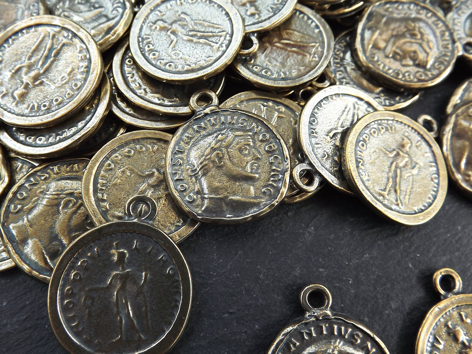 Bronze Roman Coin Pendant Charm, Constantius Coin Medallion, Genius of ...