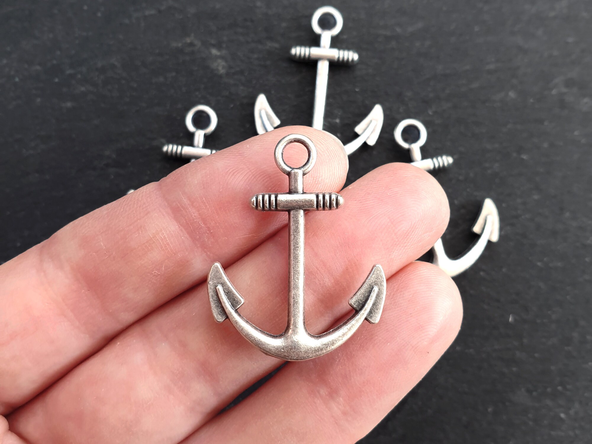4 Large Anchor Pendant Charms Anchor Drop Charm Nautical | Etsy