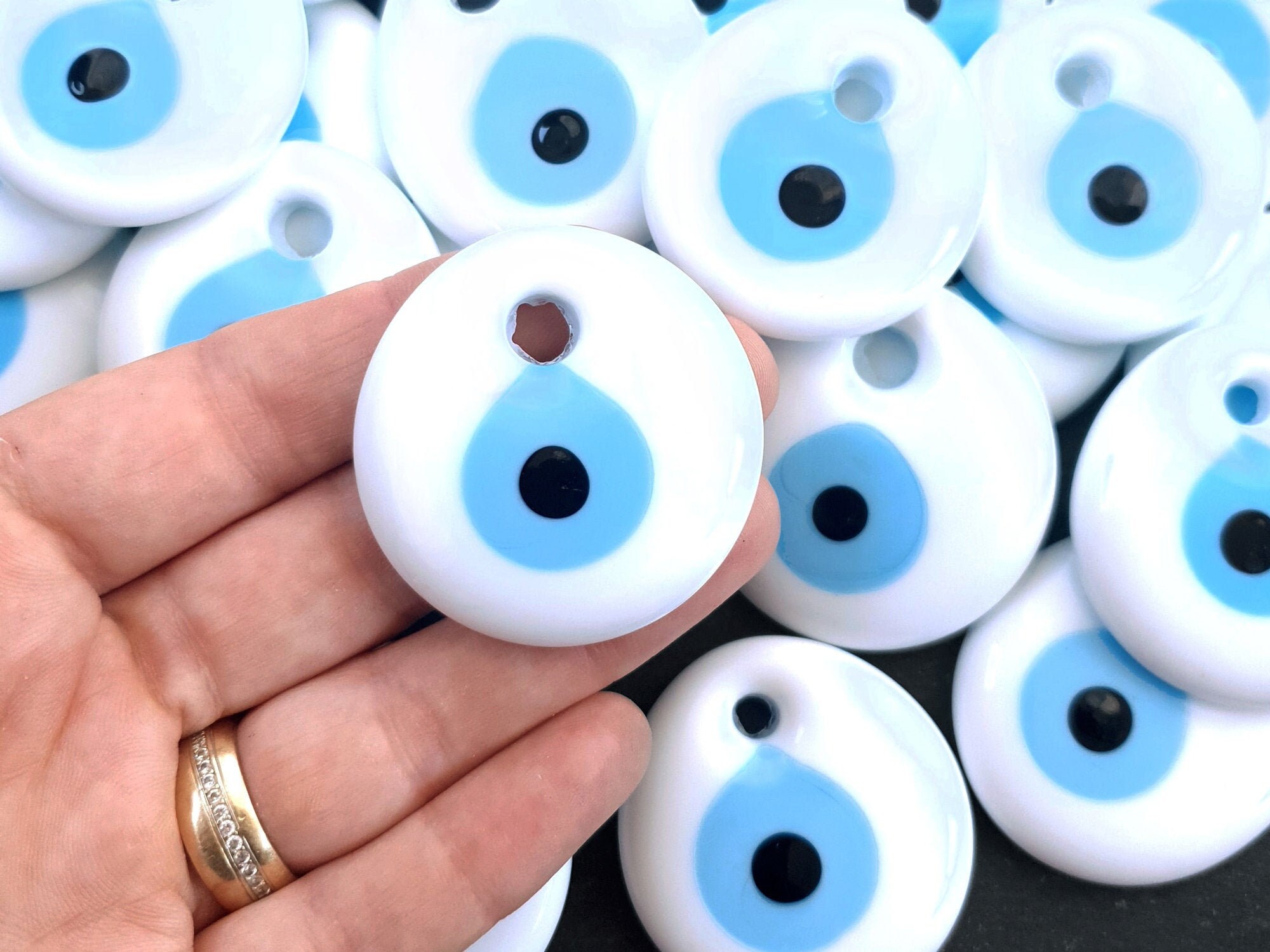 White Evil Eye Bead Pendant Turkish Nazar Glass Protective - Etsy